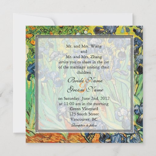Vintage famous art, Van Gogh, Irises wedding Invitation | Zazzle