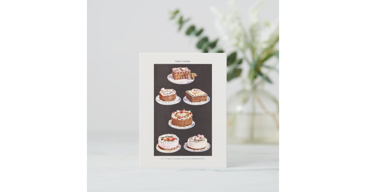 Vintage Fancy Cakes Baker Happy Birthday Postcard | Zazzle