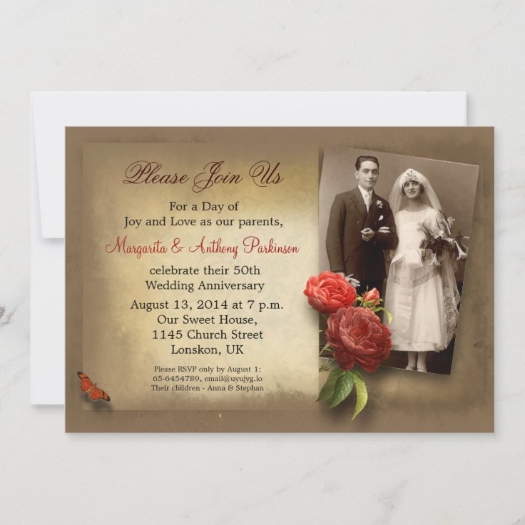 vintage fancy wedding anniversary invitations | Zazzle