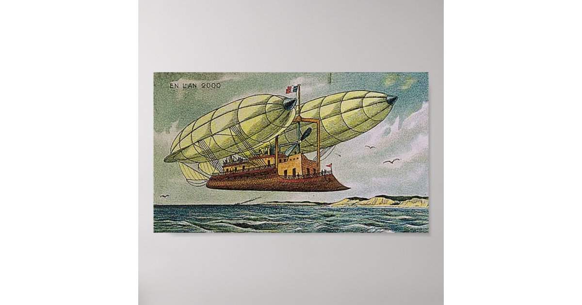 Vintage - Fantastical Flying Machine from France, Poster | Zazzle