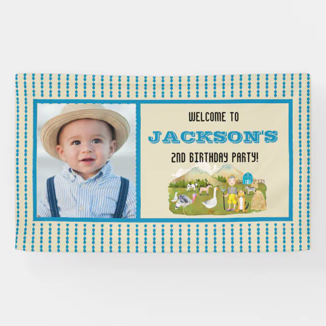 Vintage Farm Animal Photo Birthday Party Welcome Banner | Zazzle