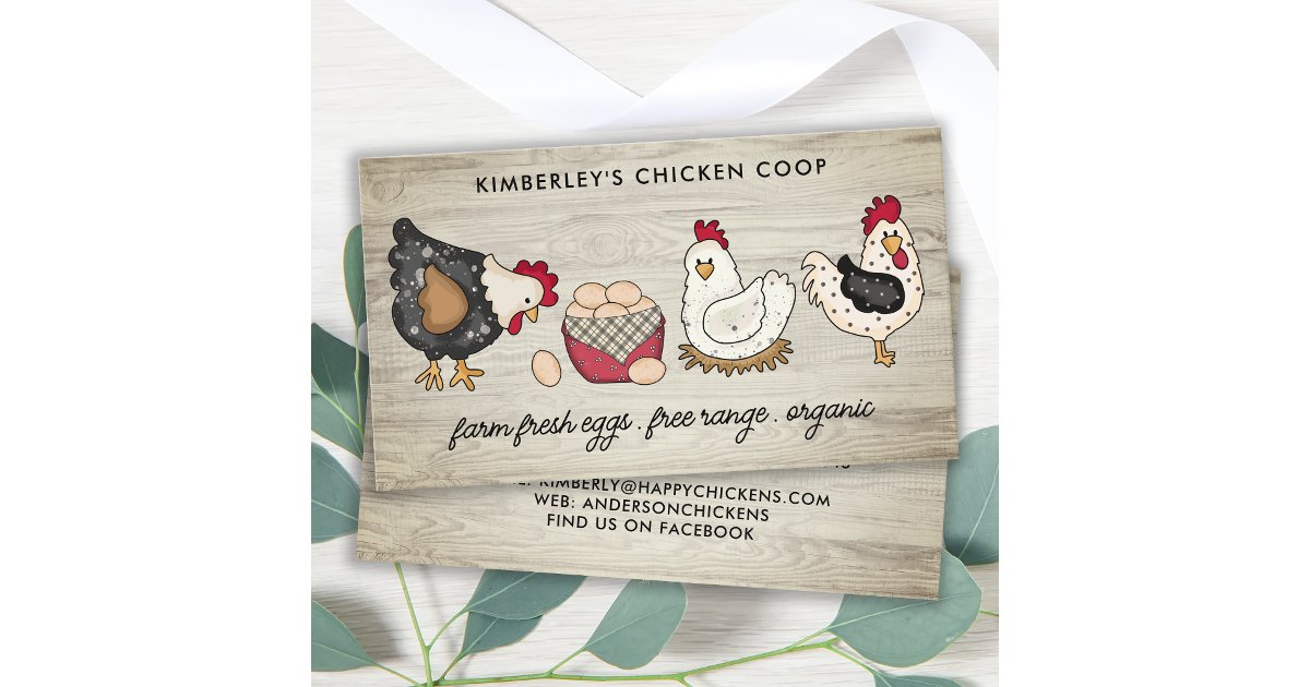 Vintage Farm Fresh Eggs Chicken Hens QR Code Business Card | Zazzle