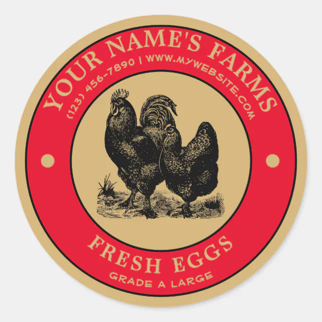 Vintage Farm Fresh Eggs Label Template | Zazzle
