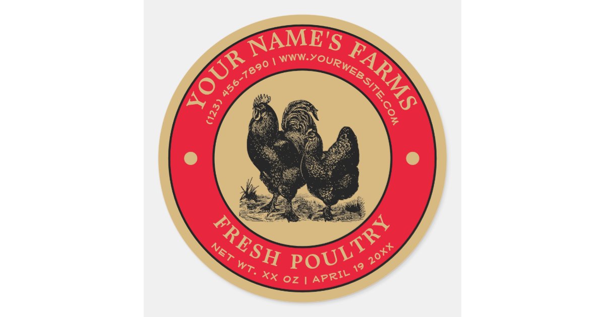 Vintage Farm Fresh Poultry Label Template | Zazzle