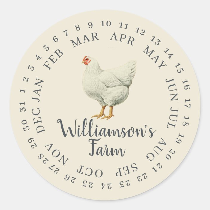 Vintage Farm Hen Encircled Date Egg Carton Antique Classic Round ...