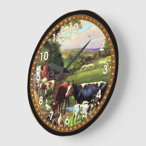Vintage Farm Large Clock | Zazzle