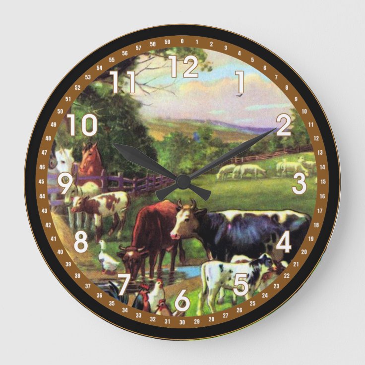 Vintage Farm Large Clock | Zazzle