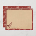 Vintage Farm Rooster Personalized Flat Note Cards | Zazzle