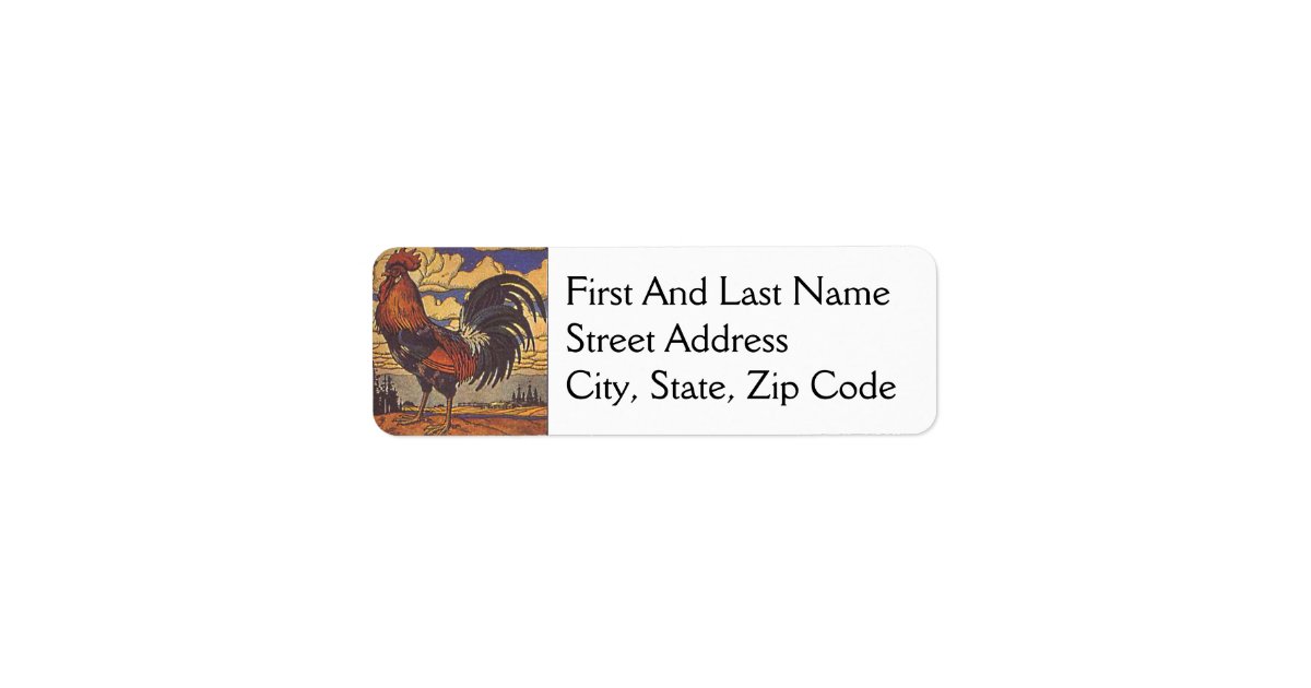 Vintage Farm Rooster Retro Chicken Kitchen Art Label | Zazzle