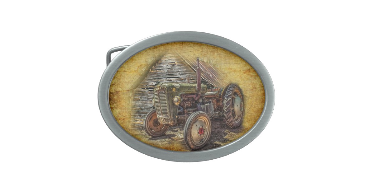 Vintage Farm Tractor Old Barn Shed Belt Buckle | Zazzle
