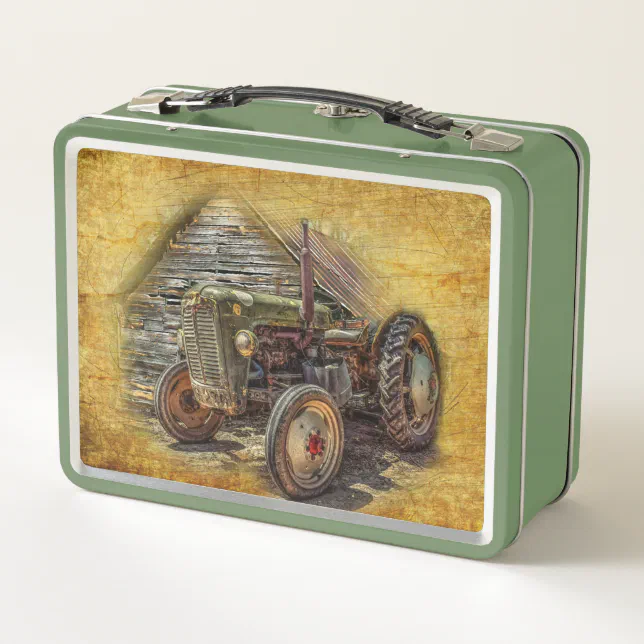 Vintage Farm Tractor Old Barn Shed Metal Lunch Box | Zazzle