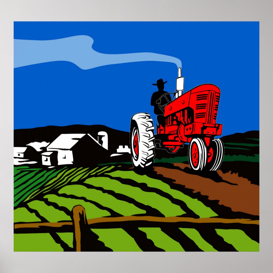 vintage farm tractor poster | Zazzle