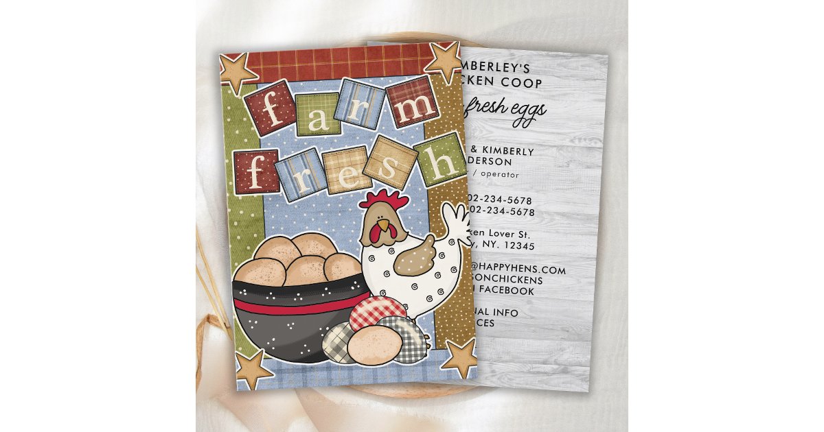 Vintage Farmhouse Farm Fresh Eggs Chicken Hens Egg Business Card | Zazzle
