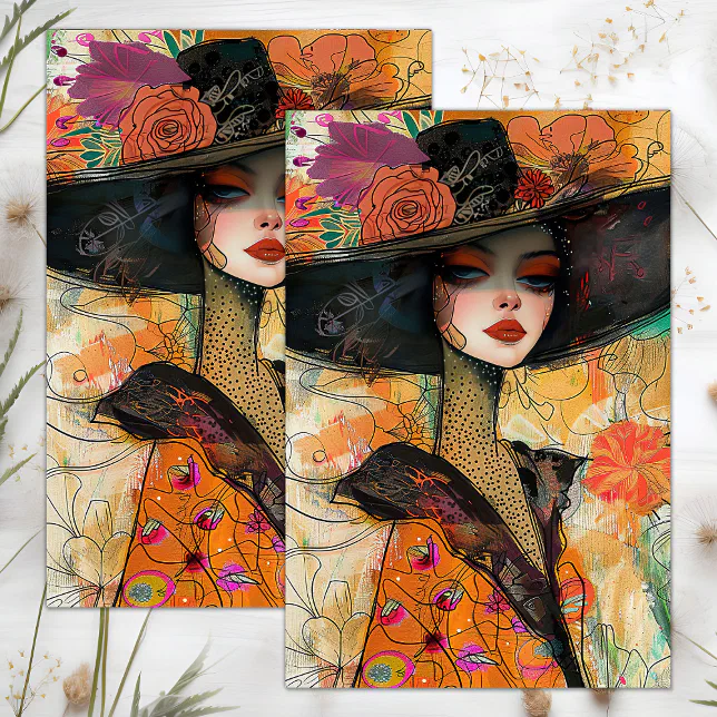 VINTAGE FASHION GIRL DECOUPAGE TISSUE PAPER | Zazzle