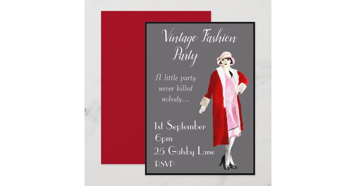 Vintage fashion party invitation | Zazzle