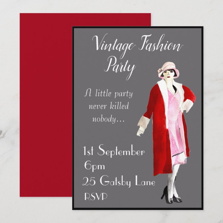 Vintage fashion party invitation | Zazzle