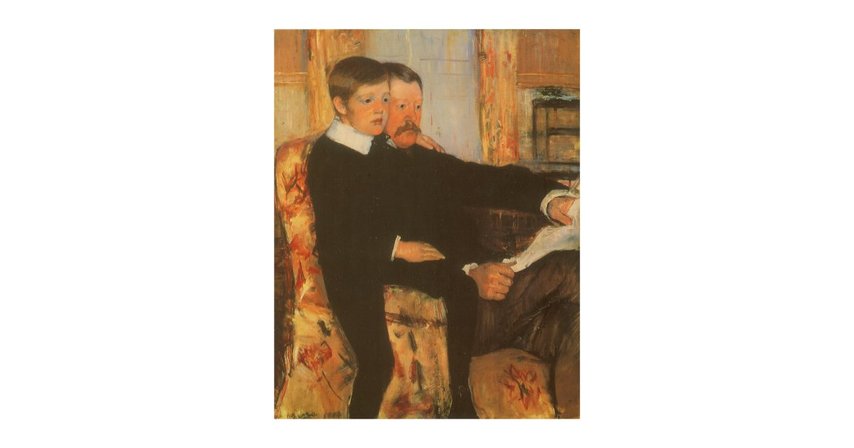 Vintage Father and Son Portrait by Mary Cassatt Wood Wall Art | Zazzle