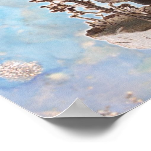 Vintage Father Christmas Santa Silver Snow Falling Poster | Zazzle