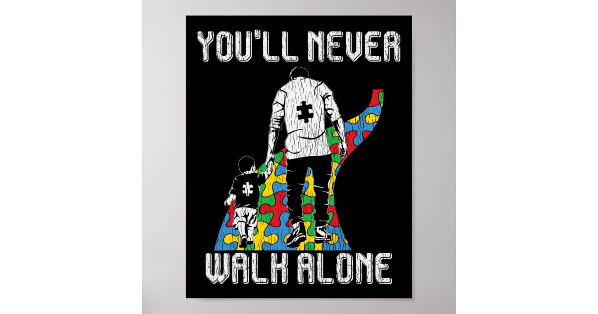 Vintage Father Son Family Autistic Kids Autism Awa Poster | Zazzle