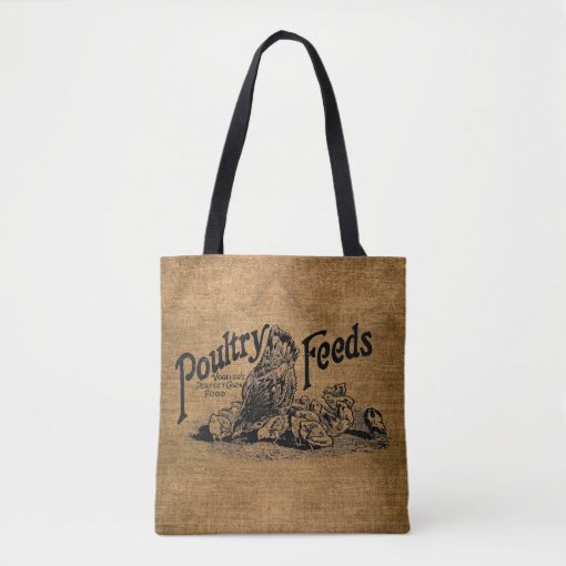 Vintage Faux Burlap Poultry Feeds Sack Template Tote Bag | Zazzle