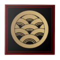Vintage Faux Gold Japan Kamon Waves Oriental Ceramic Tile | Zazzle