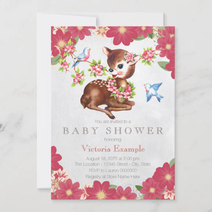 Vintage Fawn Deer Baby Shower Invitation | Zazzle