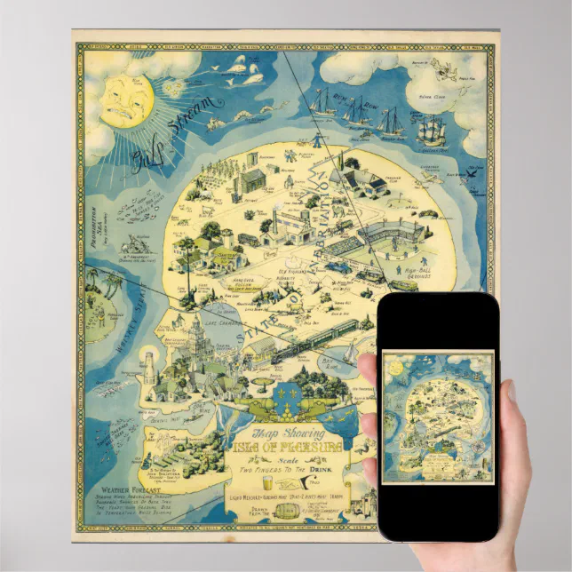 Vintage Fictional Map of Pleasure Island Poster | Zazzle