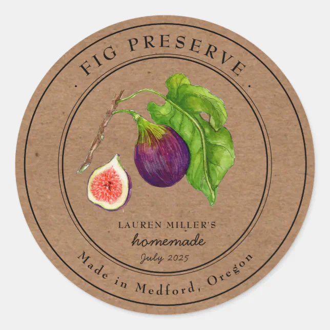 Vintage Fig jam Kraft paper Round jar label | Zazzle