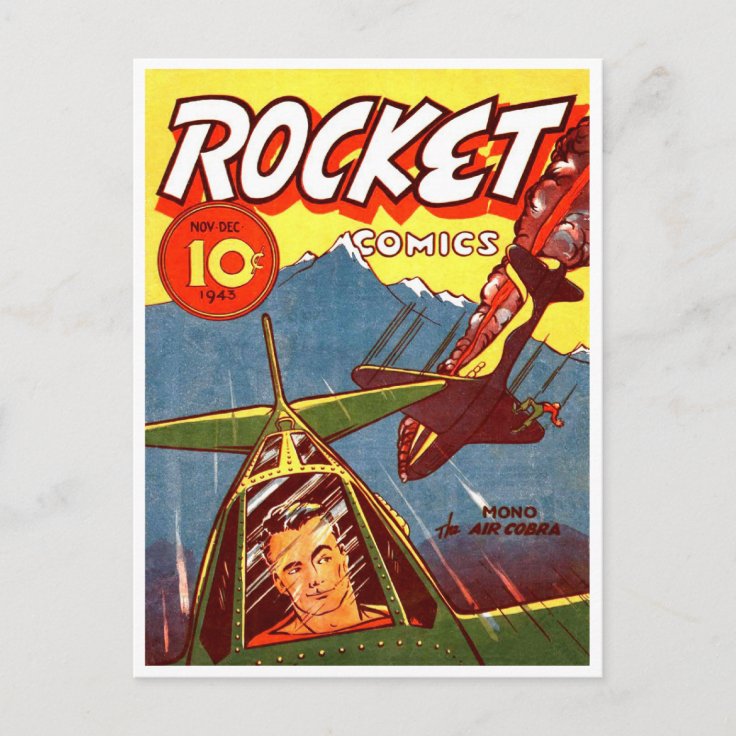 Vintage Fighter Aircraft Comic Postcard | Zazzle
