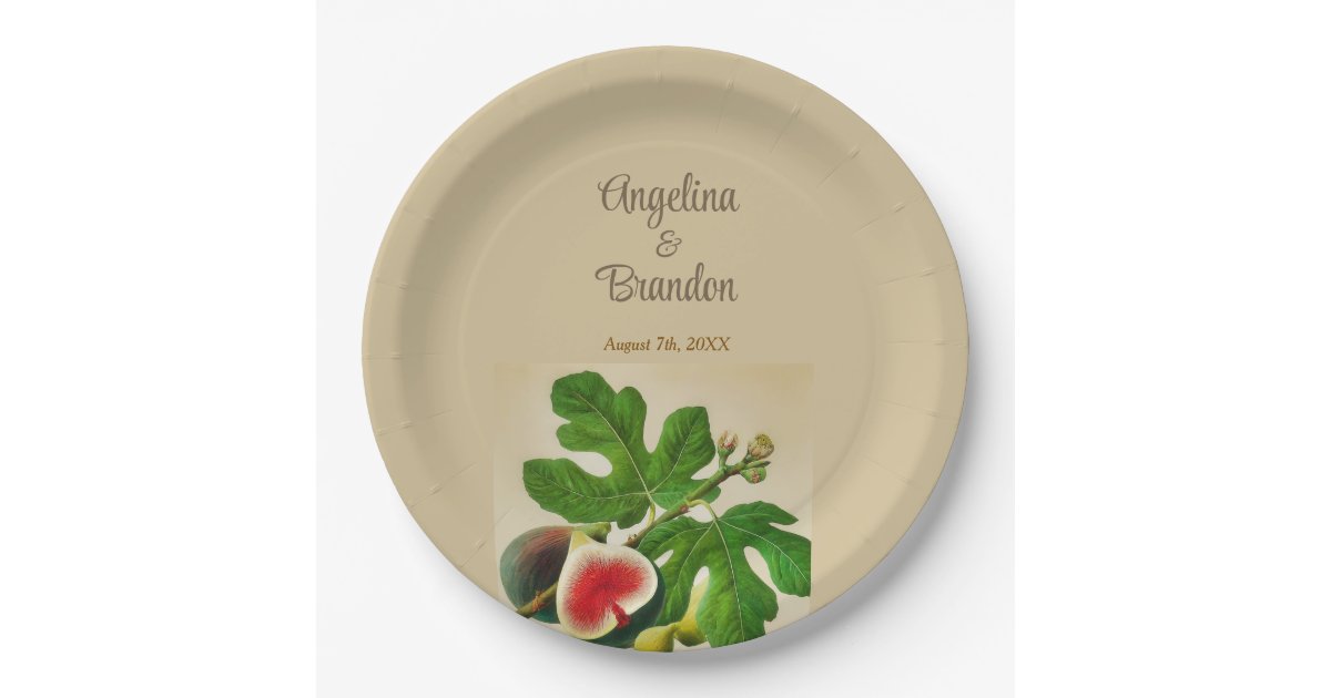 Vintage figs wedding paper plates | Zazzle