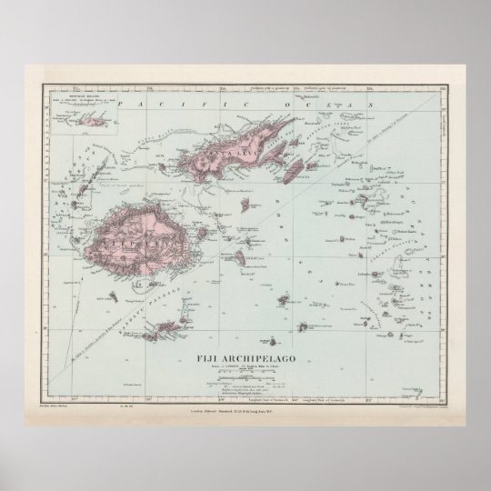 Vintage Fiji Map (1904) Poster | Zazzle.com