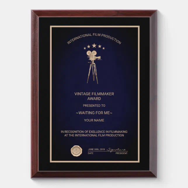 Vintage Film Camera Award Plaque | Zazzle