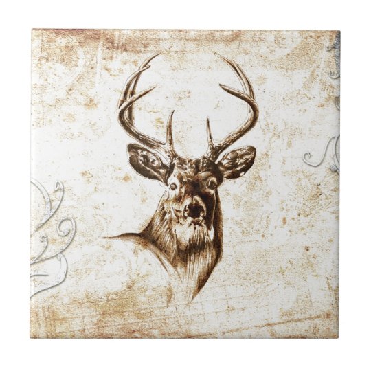 Vintage fineart F078 deer Tile | Zazzle.com