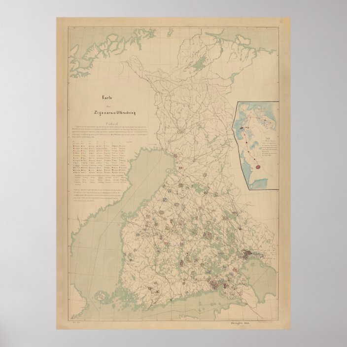 Vintage Finland & Finnish Family Names Map (1900) Poster | Zazzle.com