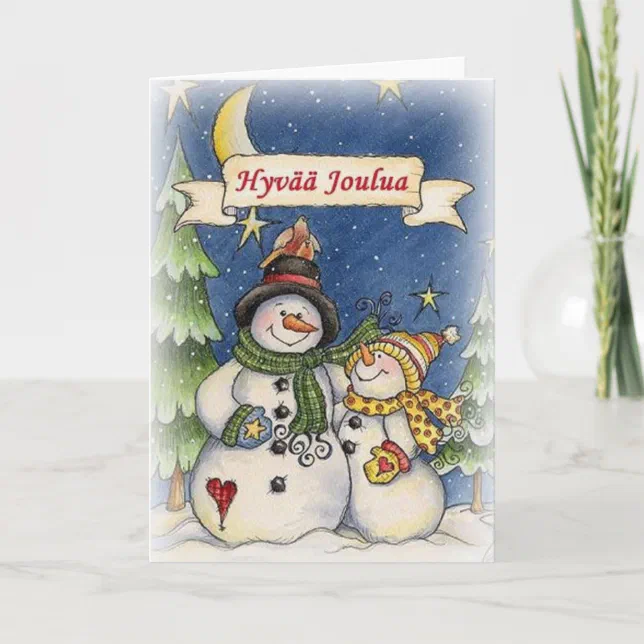 Vintage Finnish Hyvää Joulua Christmas Card | Zazzle