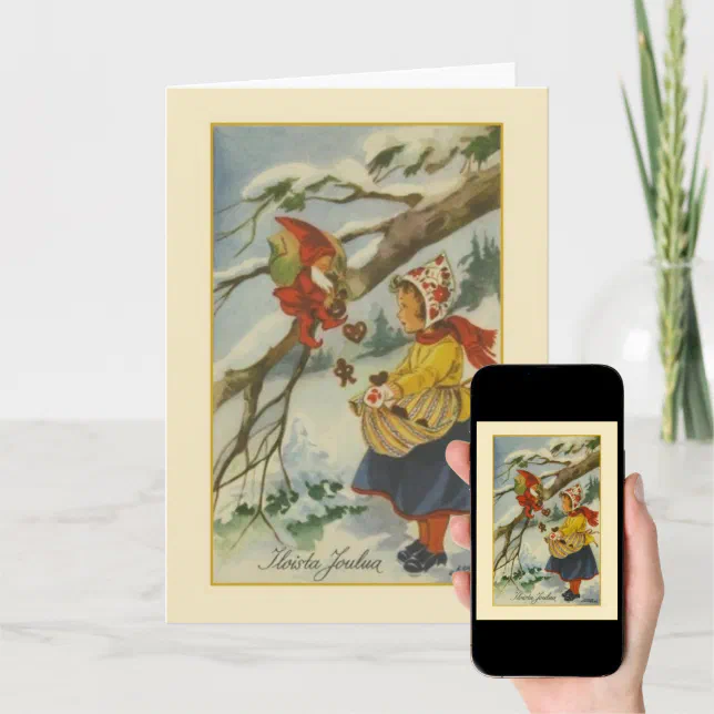 Vintage Finnish Iloista Joulua Christmas Card | Zazzle