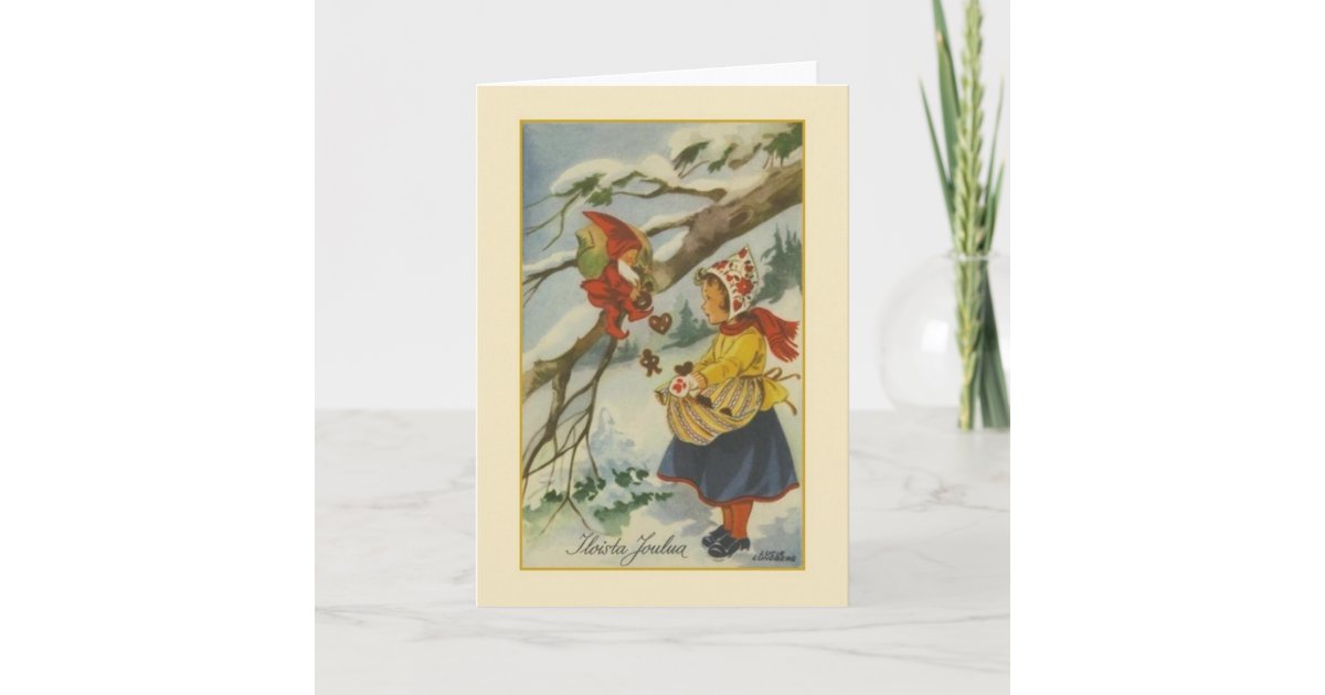 Vintage Finnish Iloista Joulua Christmas Card | Zazzle