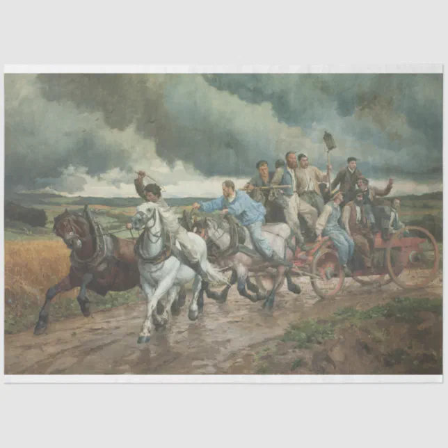 Vintage Fire Engine (by Eugène Burnand) Tissue Paper | Zazzle