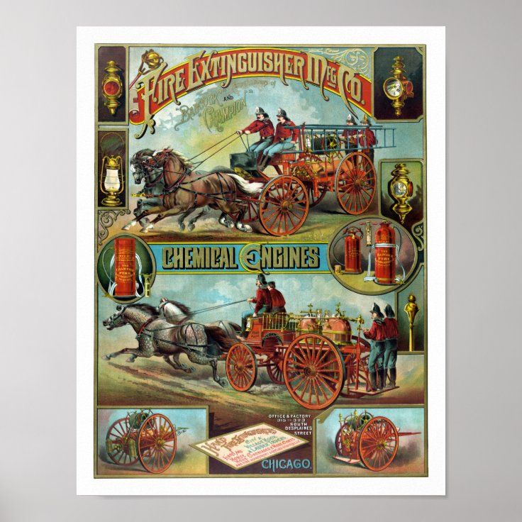 Vintage Fire Fighter Poster | Zazzle