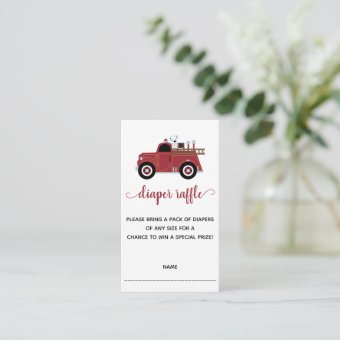Vintage Fire Truck Diaper Raffle Enclosure Card | Zazzle