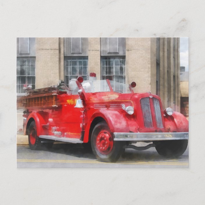 Vintage Fire Truck Postcard | Zazzle.com