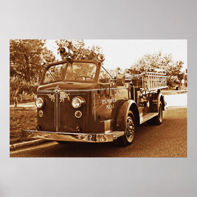 Vintage Fire Truck Poster | Zazzle