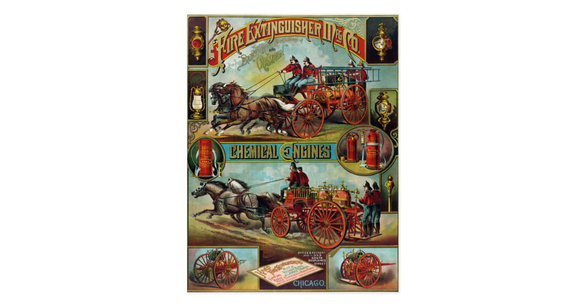 Vintage Firefighter Fire Extinguisher Advertising Postcard | Zazzle.com