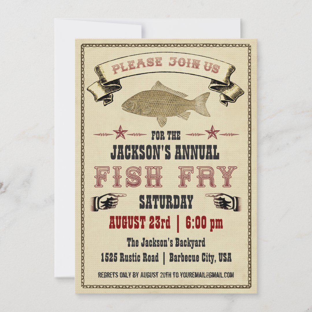 Vintage Fish Fry Invitation | Zazzle