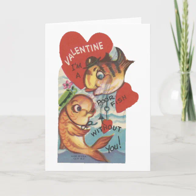 Vintage Fish Valentine Holiday Card | Zazzle