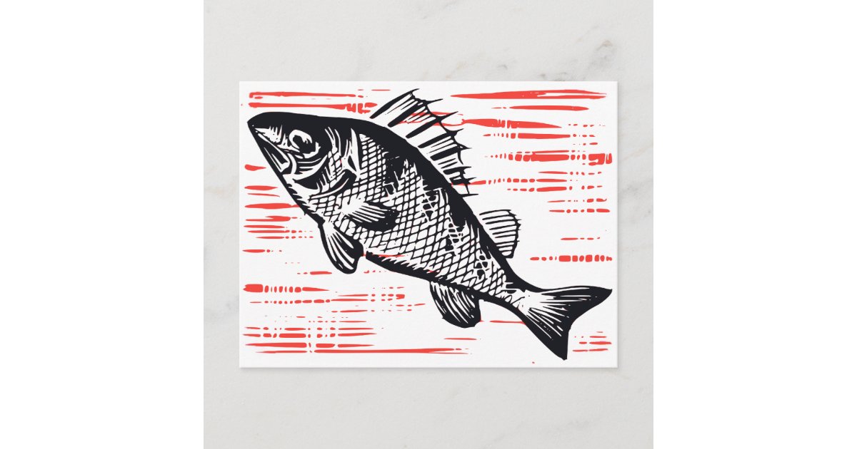 Vintage Fish Woodcut Postcard | Zazzle