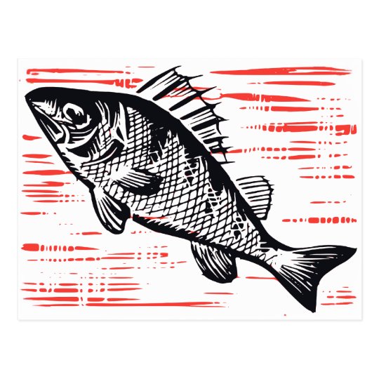 Vintage Fish Woodcut Postcard | Zazzle.com