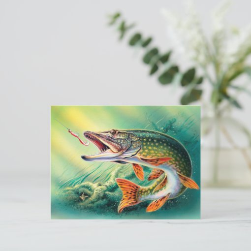 Vintage Fishing cute fish postcard | Zazzle