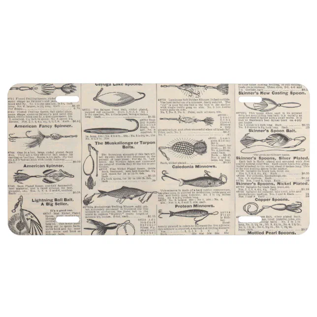 Vintage Fishing Lures: Antique 1900s Fisherman License Plate | Zazzle