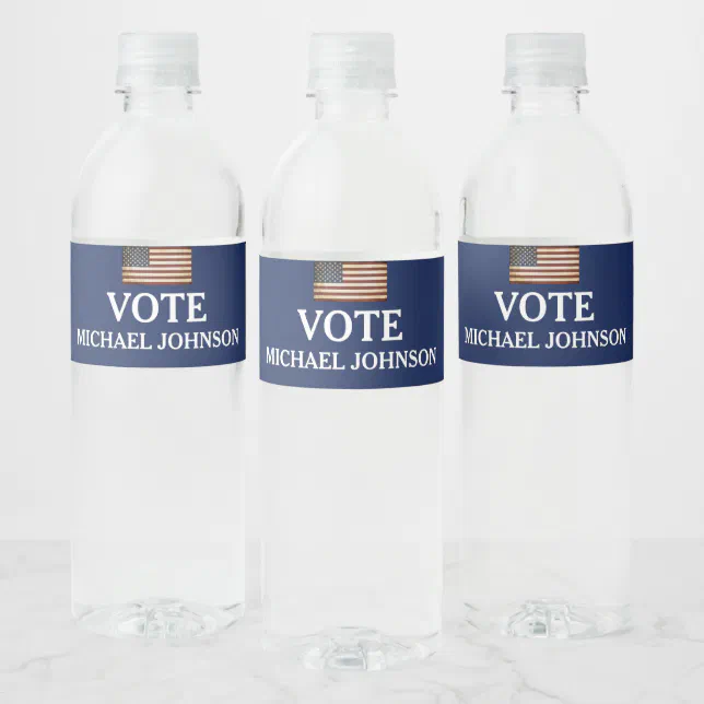 Vintage Flag Election Political Campaign Water Bottle Label | Zazzle